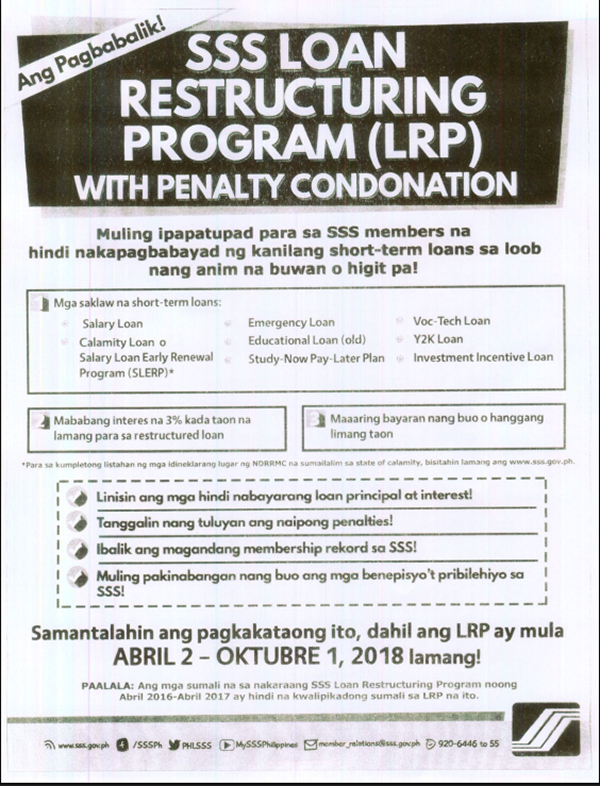 SSS offers 2nd round of Loan Restructuring