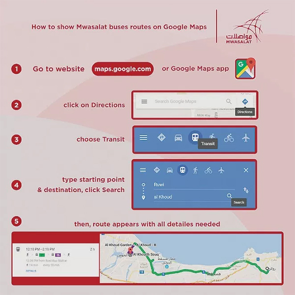 Mwasalat bus routes and schedule now available on Google maps