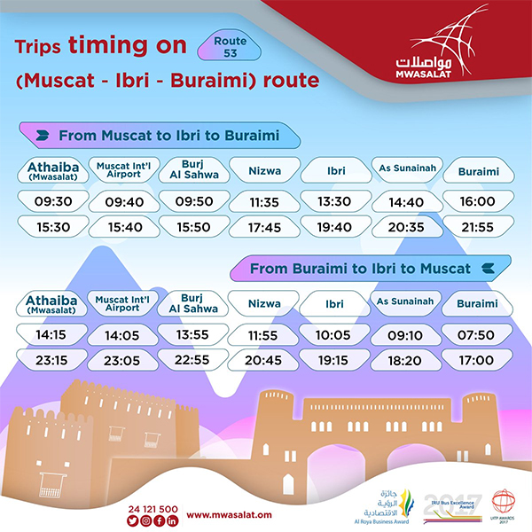Mwasalat launches Muscat-Ibri-Buraimi route start operating from April 27
