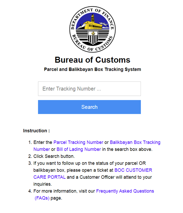 Bureau of Customs has launched online tracking system for ‘balikbayan ...