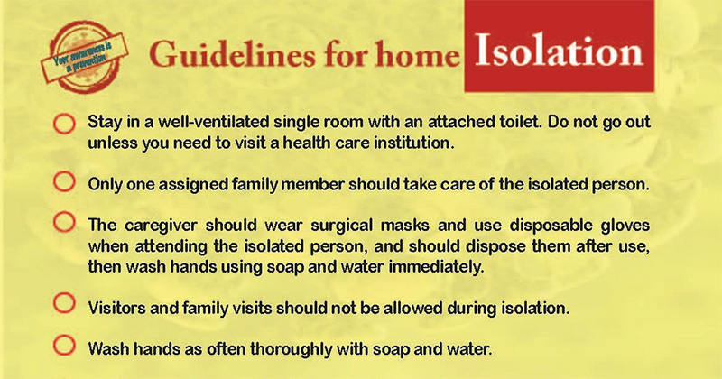 Guidelines for home isolation issued by MOH