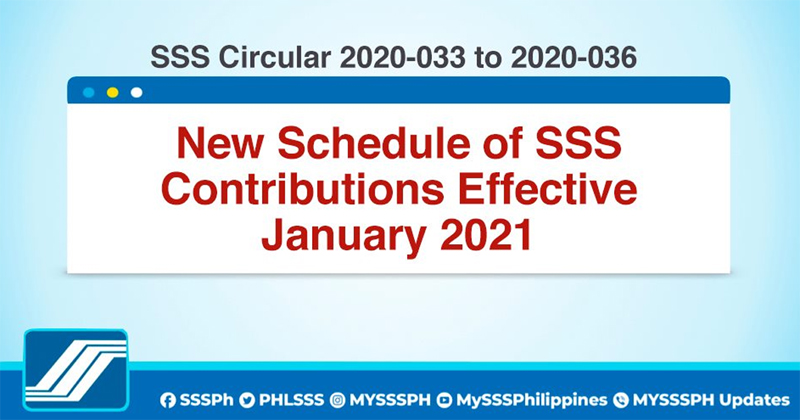 New SSS Rates effective January 2021