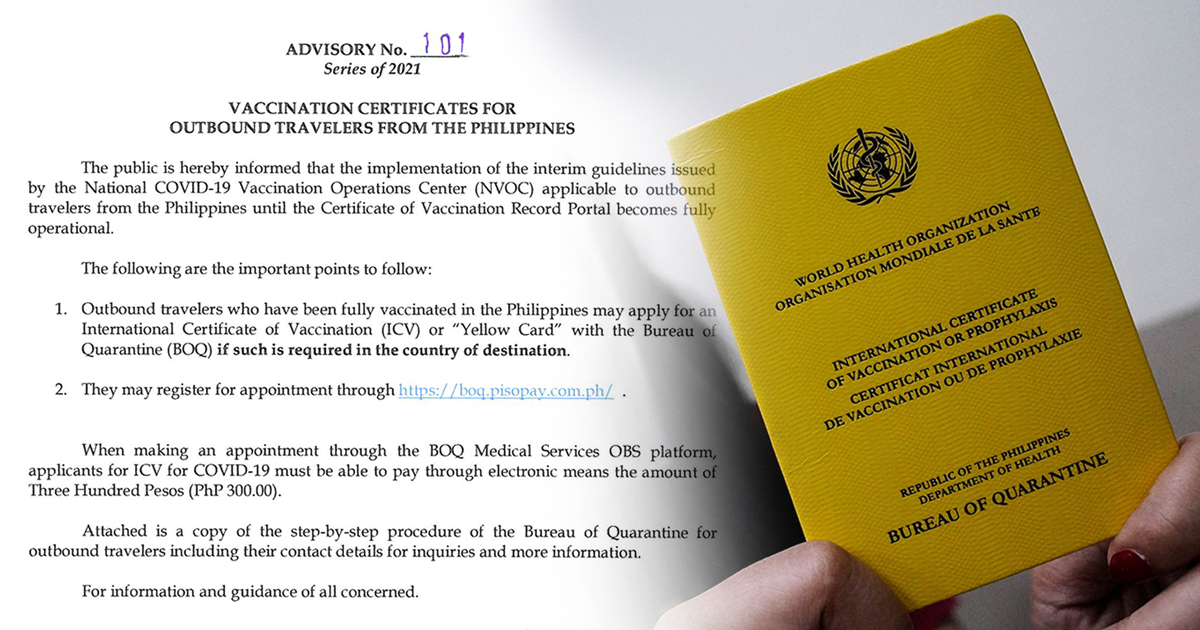 OFWs to use yellow cards as temporary vaccine card