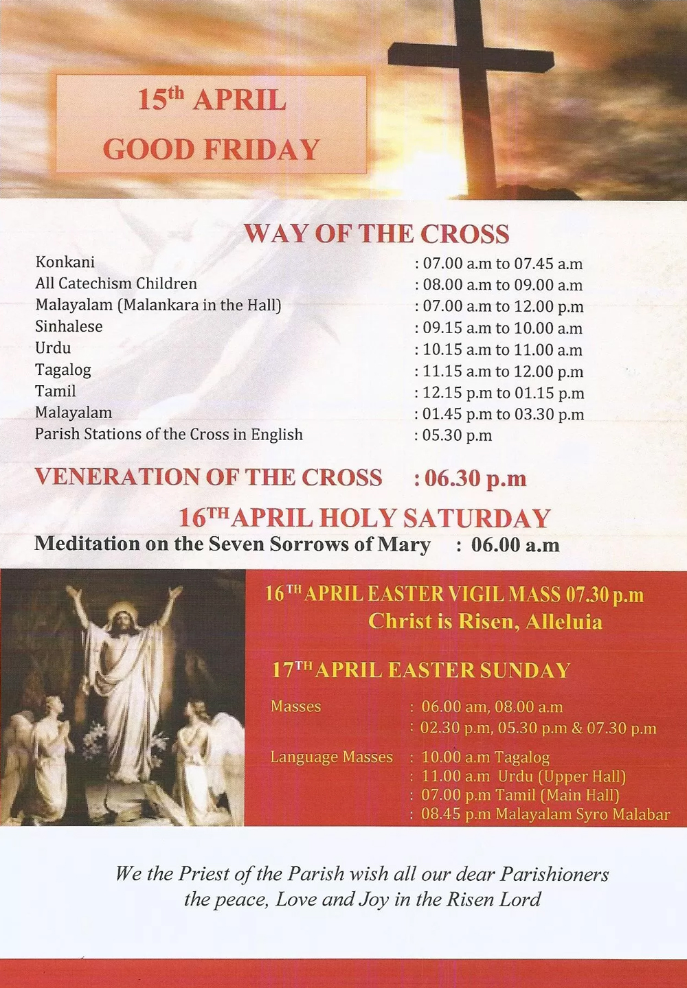 Catholic Churches Holy Week Programme 2022