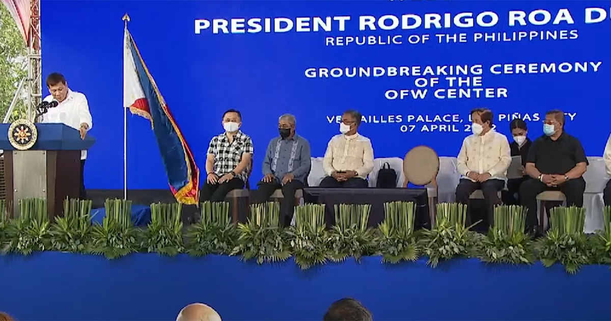Pres. Duterte leads the groundbreaking rites of the Overseas Filipino ...